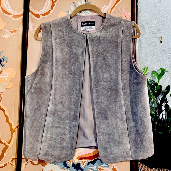 Vintage | Jackets & Coats | Vintage Suede Shell Vest In Grey | Poshmark